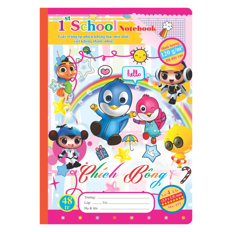Vở 4 ô ly 1st School B5¯ 48 trang 120/76; MS: 039