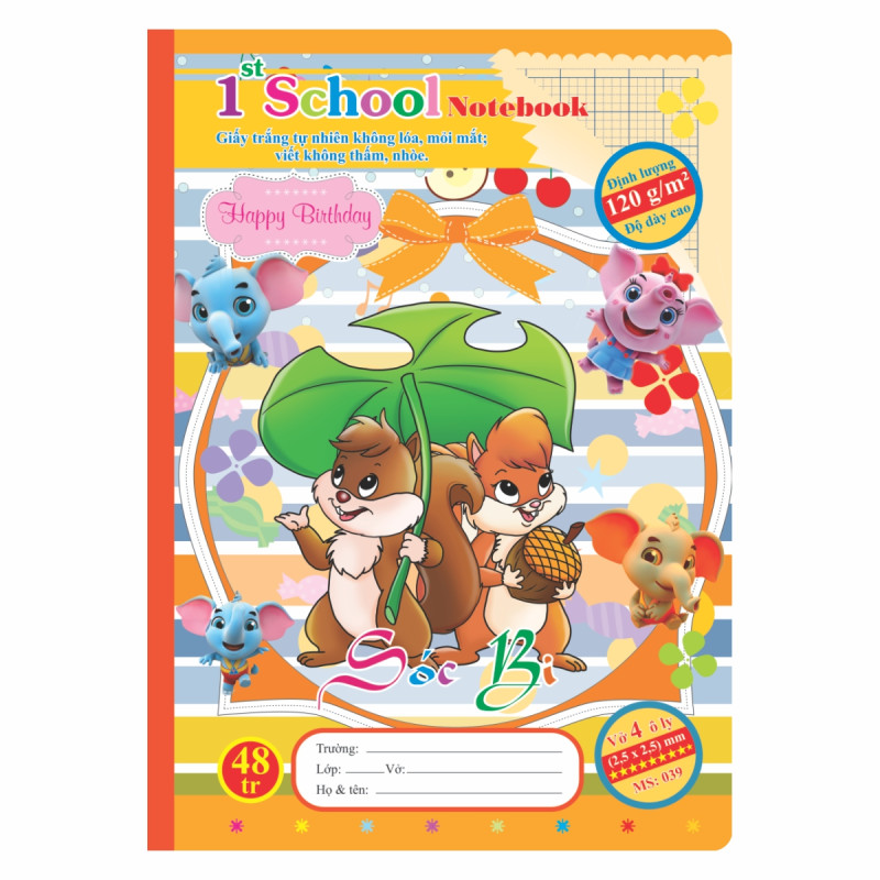 Vở 4 ô ly 1st School B5¯ 48 trang 120/76; MS: 039