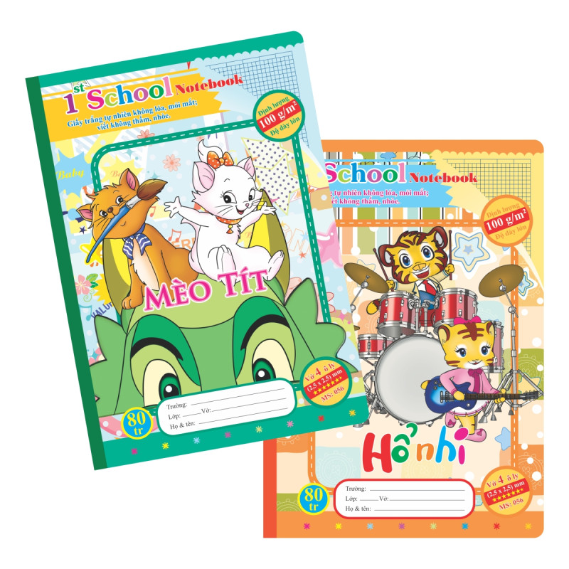 Vở 4 ô ly 1st School B5¯ 80 trang 100/76; MS: 056